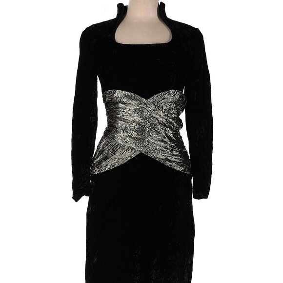 RICHARD WARREN | Dresses | Designer Richard Warren Black Gold Lame ...